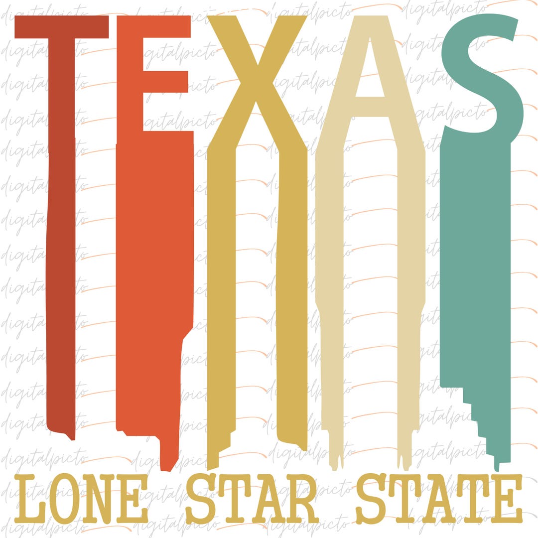 Retro Texas Lone Star State PNG | Drip Lettering Sublimation Design - Etsy