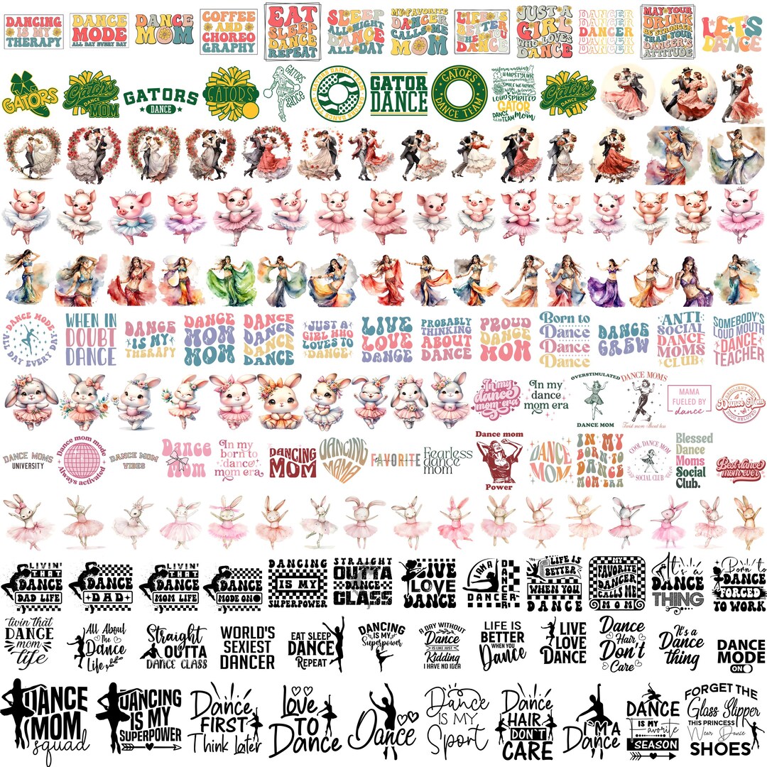 300+ Dance PNG Mega Bundle Designs Ballet Hip-hop Dance Quotes Groovy ...