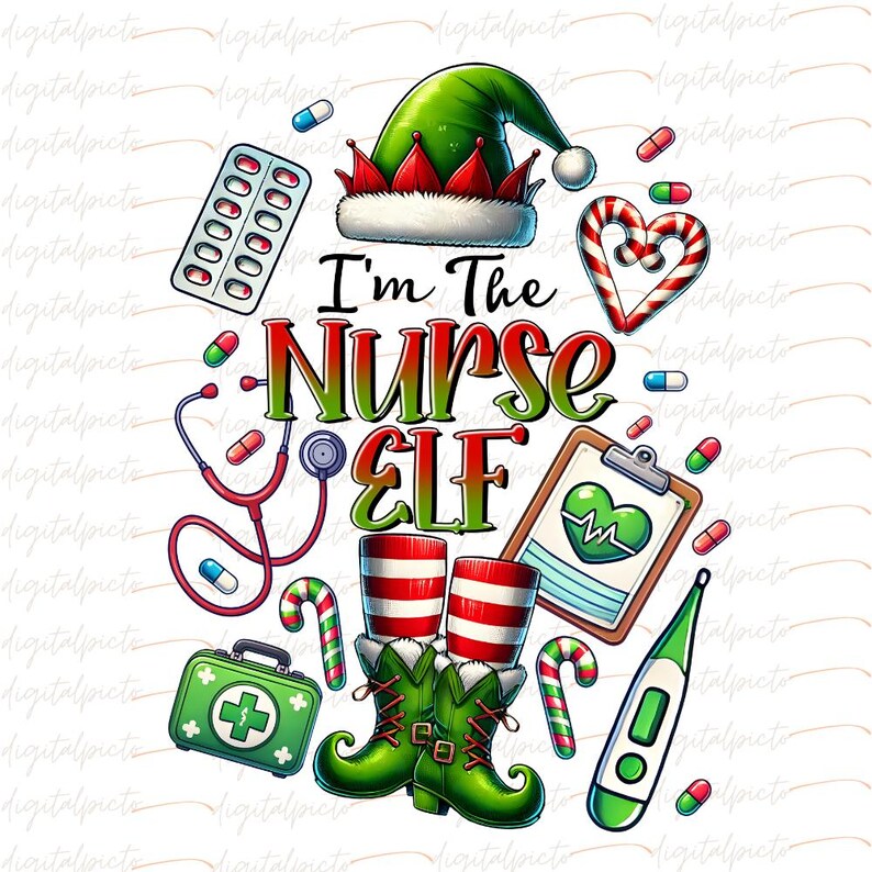 Nurse Elf Christmas PNG, Funny Holiday Elf Design for Nurses, Festive ...