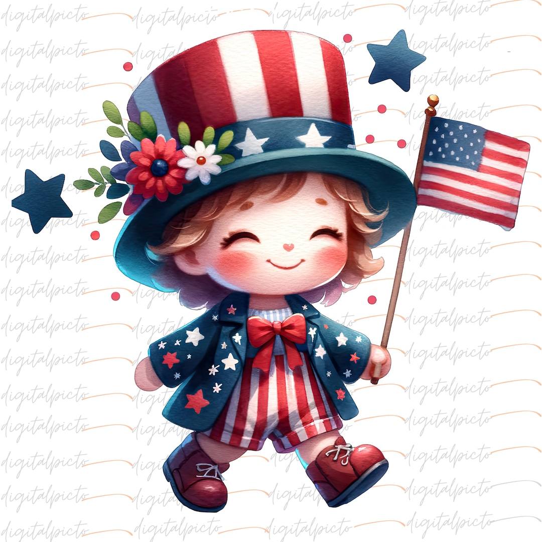 Kawaii Uncle Sam Kid PNG, Patriotic Clipart, Independence Day ...