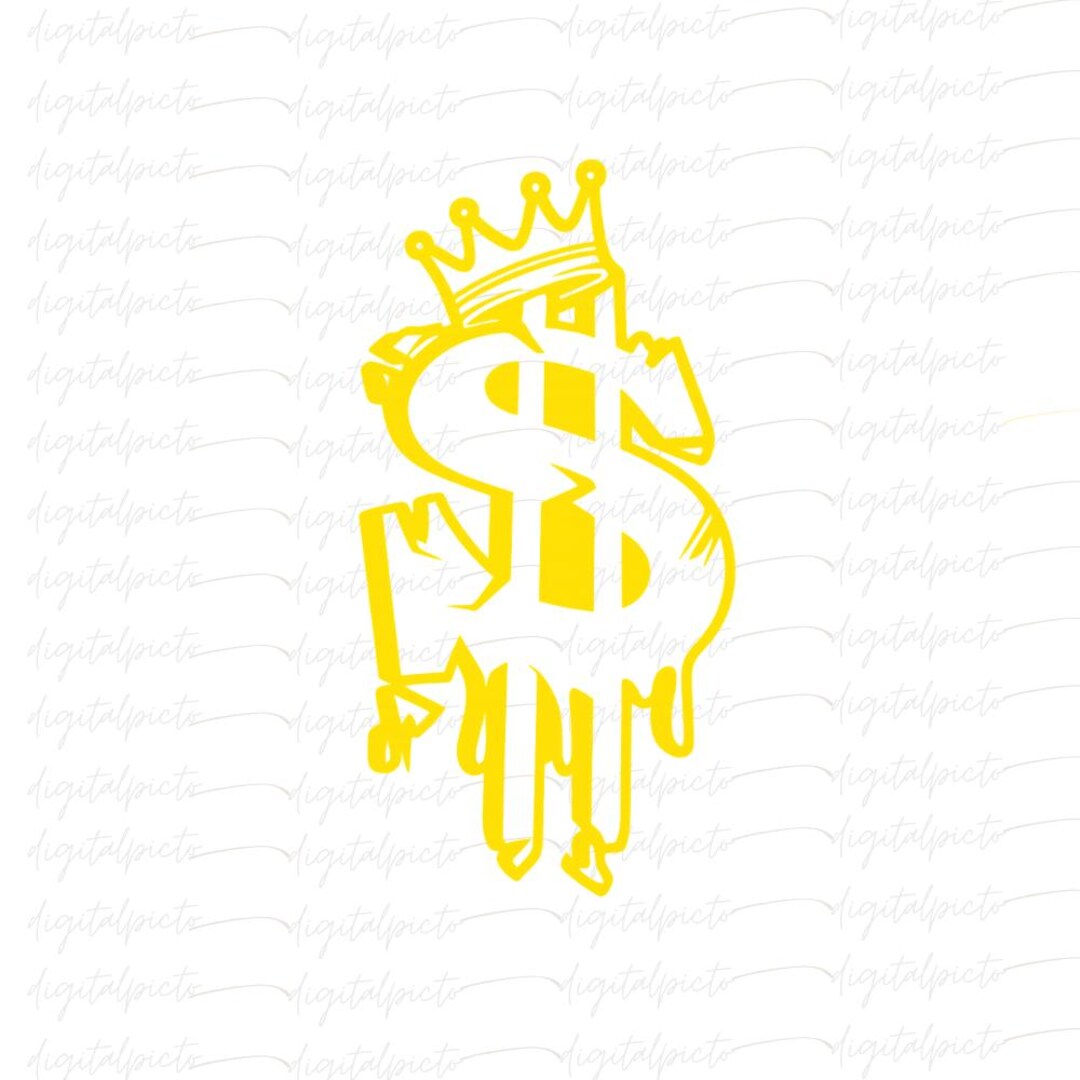 Dripping Dollar Sign PNG – Yellow Graffiti Money Symbol With Crown for ...