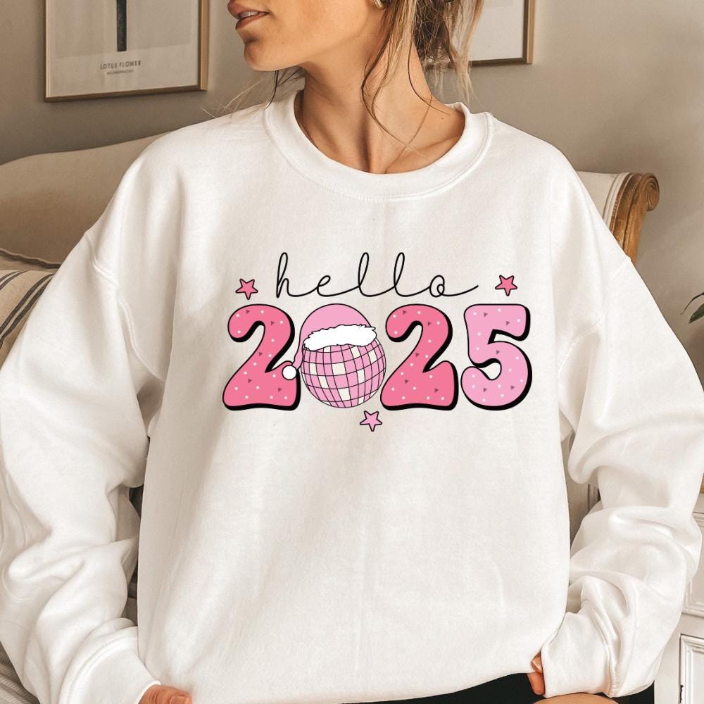 Hello 2025 PNG, Pink Disco Ball New Year Digital Download, Festive ...