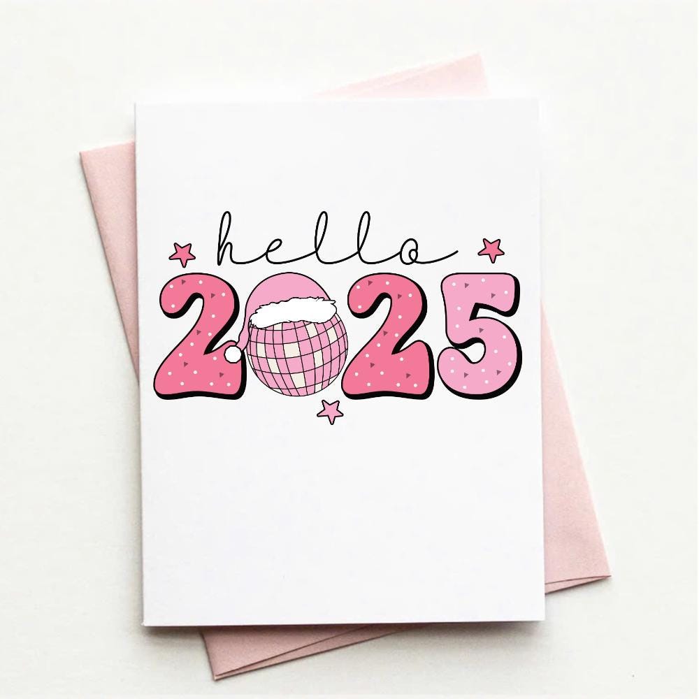 Hello 2025 PNG, Pink Disco Ball New Year Digital Download, Festive ...