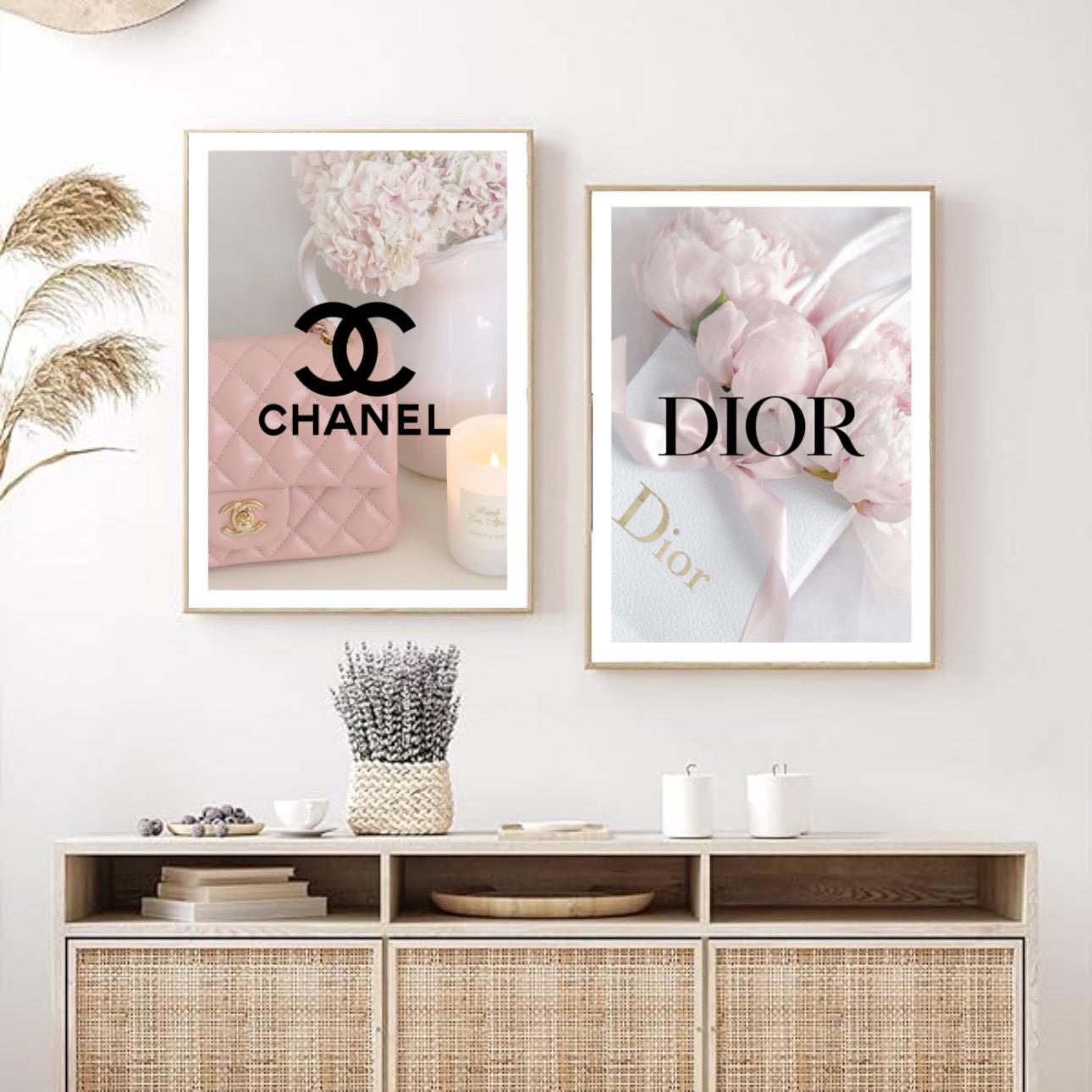 Set of 2 Luxury Designer Pink Digital Art Print Dior & Chanel Printable ...