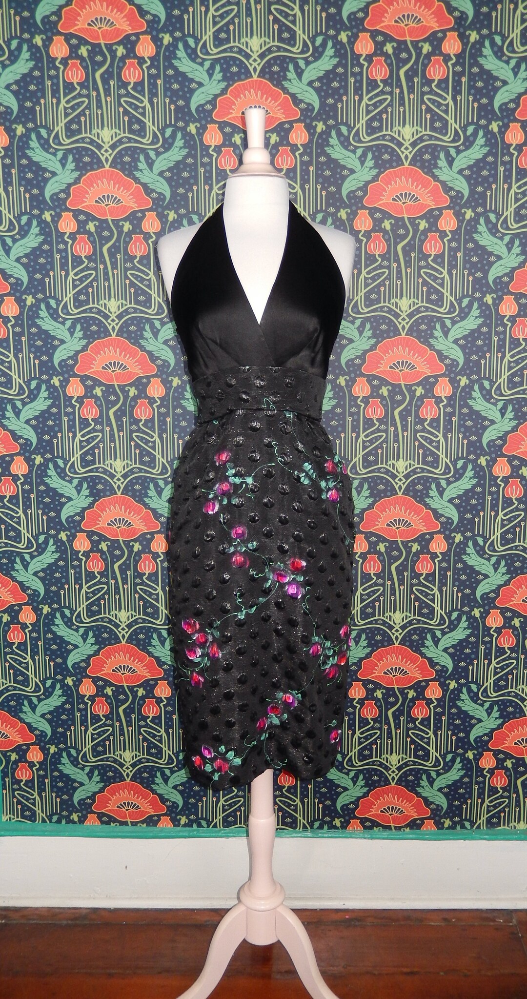 Vintage 80's Jill Richards Hand Painted Halter Ladylike Dallas Dynasty ...