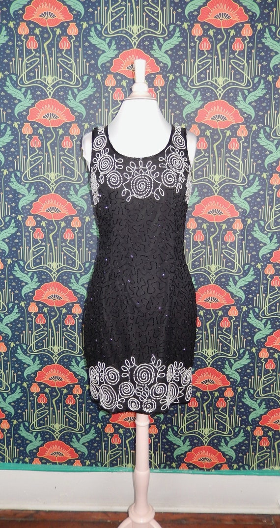 1980's Vintage Silk Sheath Dress with Hibiscus Theme … - Gem