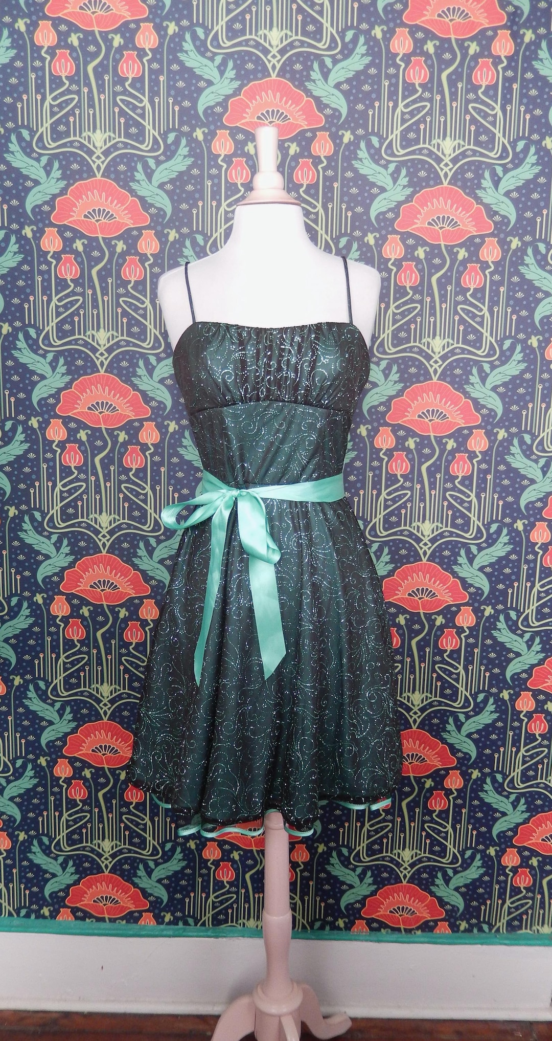 Vintage 90's Y2K Whimsigoth Fairycore Sparkly Aqua Blue Glitter Mesh ...