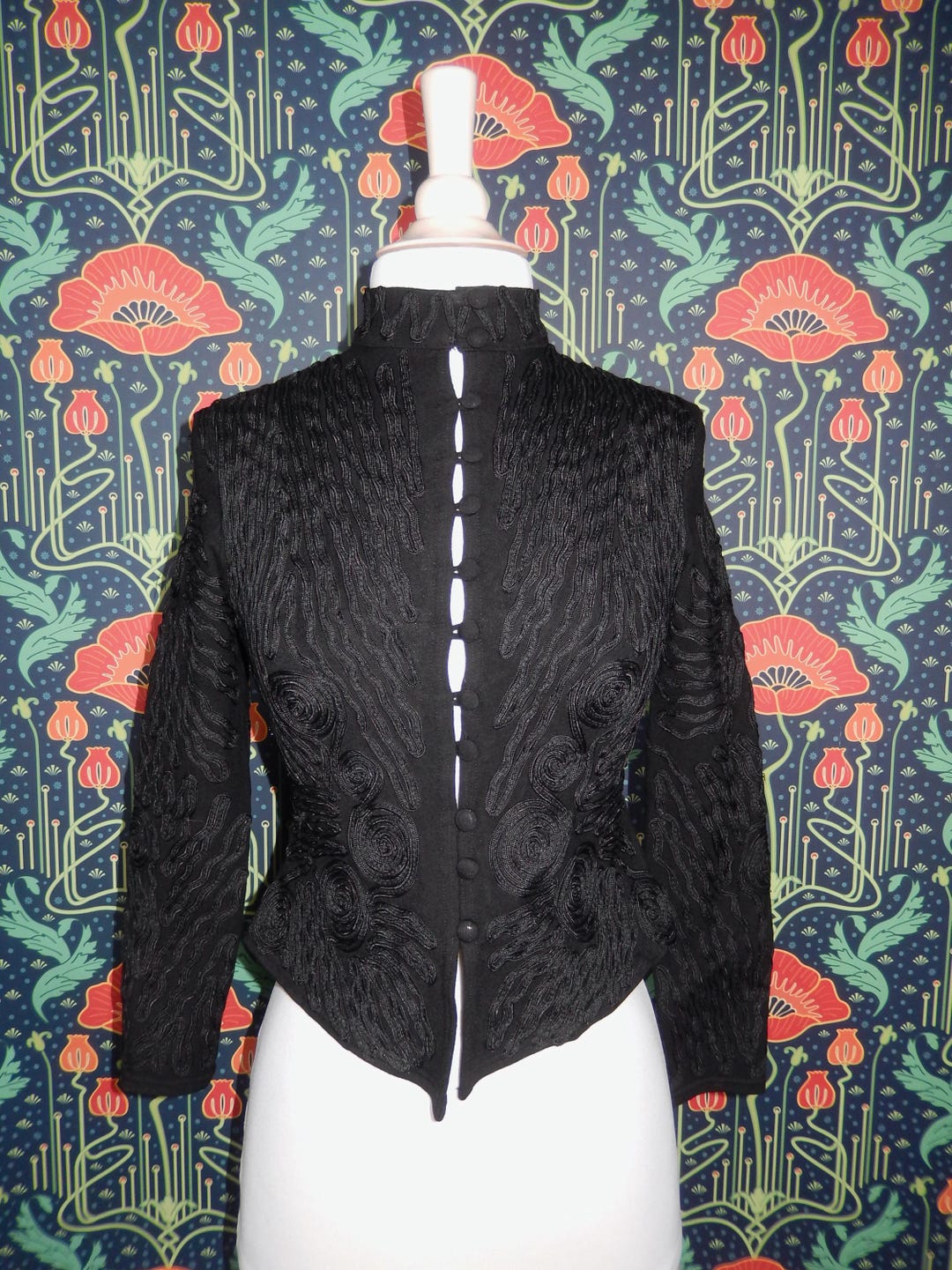 Vintage 80's 90's Black Cropped Steampunk Whimsigoth Victorian Soutache ...