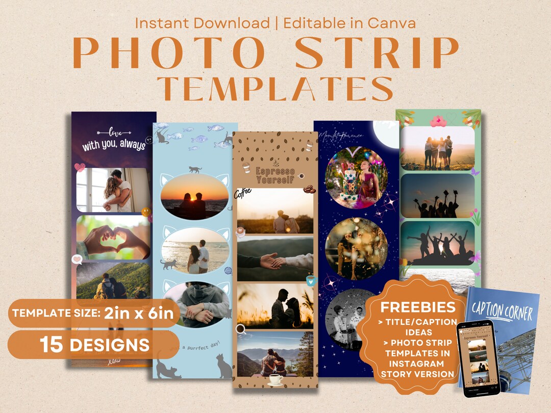 Photo Booth Strip Templates Photostrip Templates, Editable in Canva ...