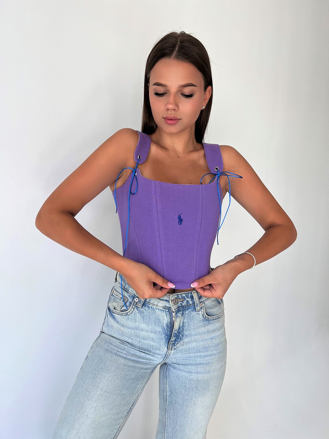 Purple Corset Top, Renaissance Corset, Ren Faire Corset, Overbust ...