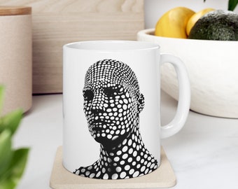 Psychedelic Trippy Face Optical Illusion Acid Hippie Retro Ceramic ...