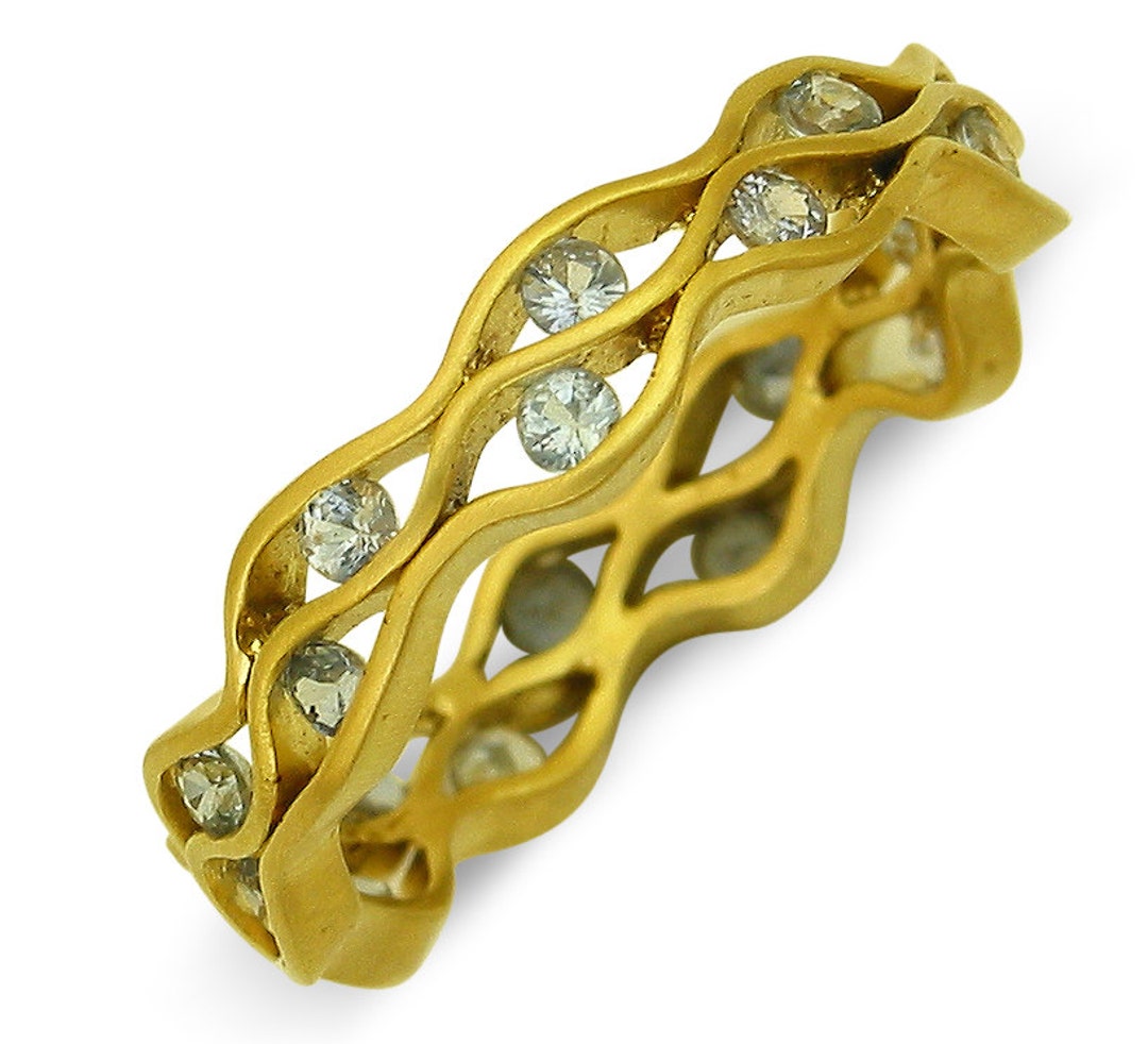 18k Gold Wavy Ring With Pale Blue Sapphires MADE TO ORDER - Etsy