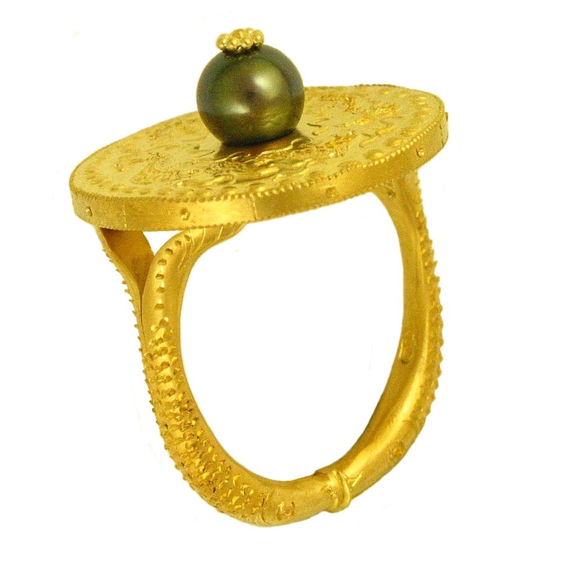 Tahitian Pearl Ocean Ring Made From 100 Percent Recycled Gold MADE TO ...