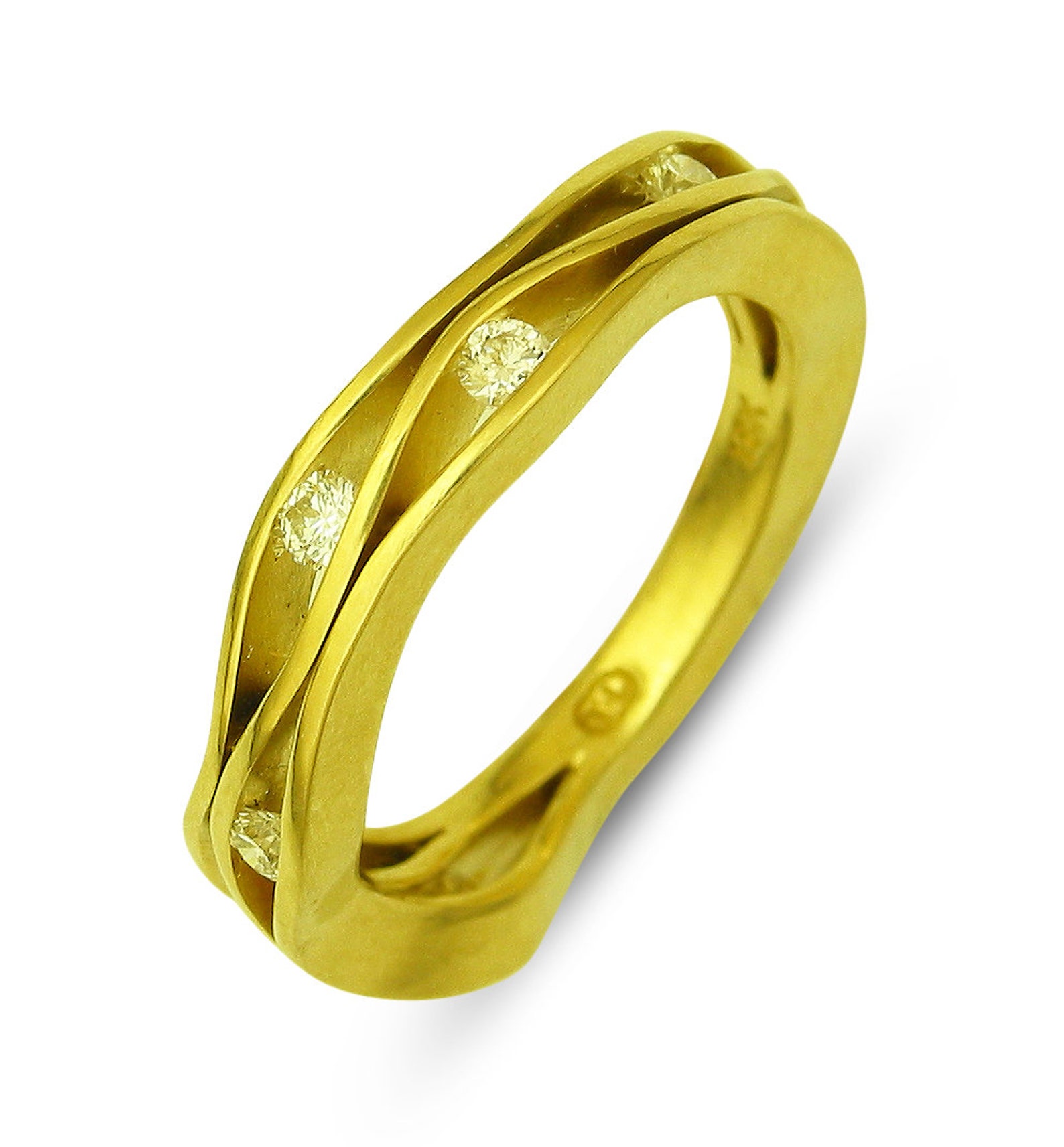 18k Gold Wavy Ring With Diamonds Using 100 Percent Recycled Gold MADE ...