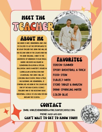 Retro Meet the Teacher Template - Etsy