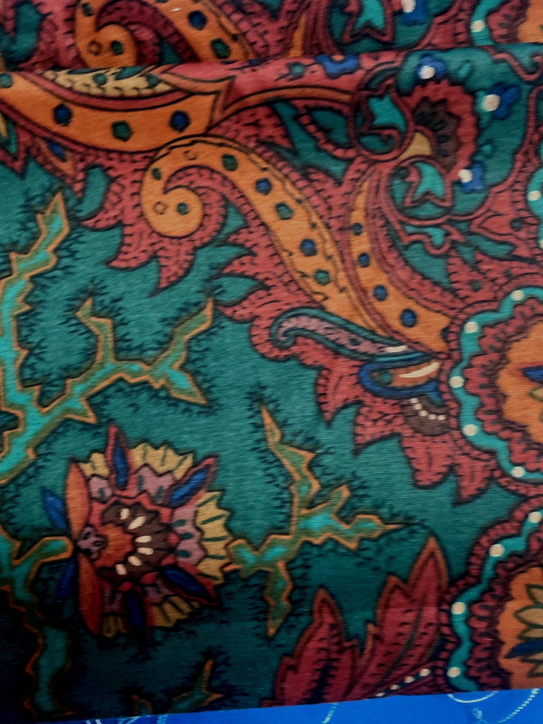Green Brown Gold Floral Scrolls Paisley Stanley King Studio Margin ...