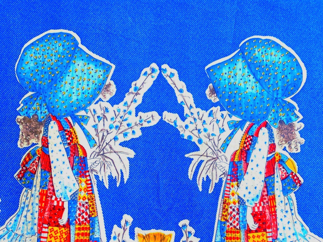 Holly Hobbie Girl Buttery Blue Border Fabric- 44x36” Bty American ...