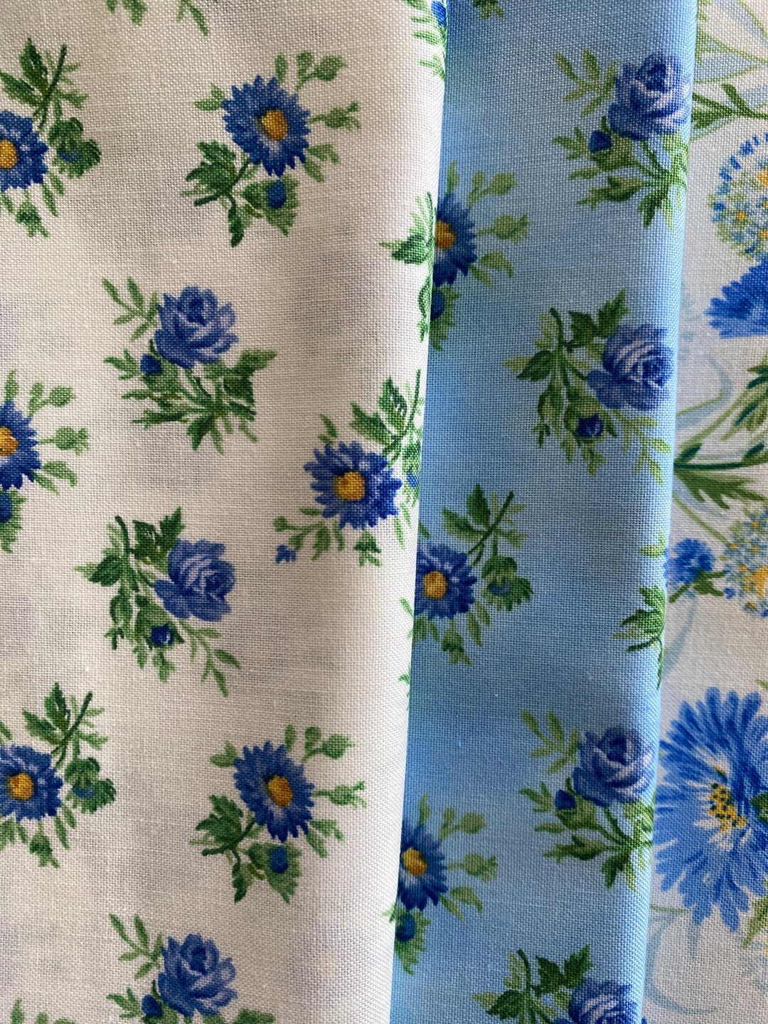 Summer Breeze by Moda Yellow and Blue Florals on White Quilt Cotton ...