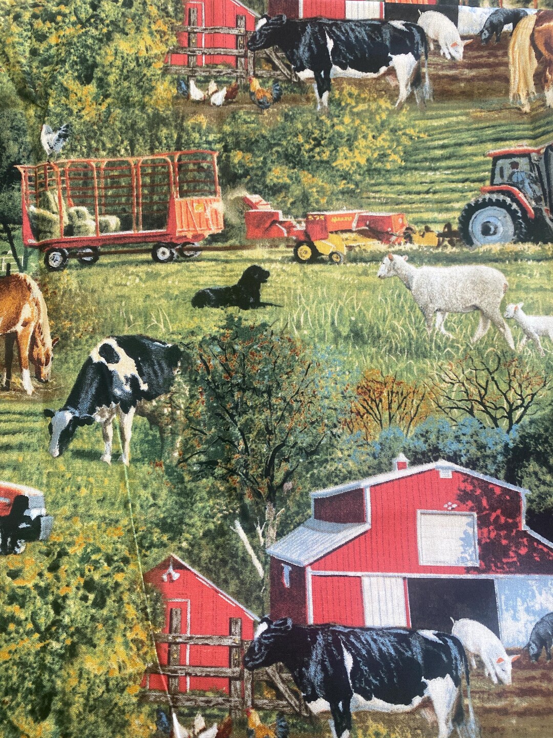 Farm Life Cotton Fabric: Tractors, Cows, Sheep by Rollie Brandt - Etsy