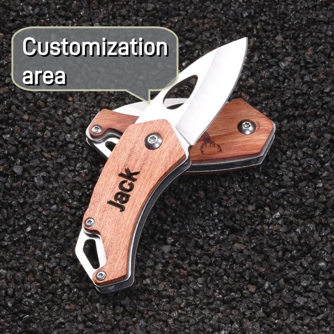 Engraved Men's Folding Knifestainless Steel Blade Wooden Handle ...