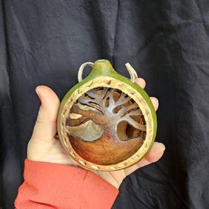 Tree of Life Hancarved Gourd Holiday Ornament - Etsy