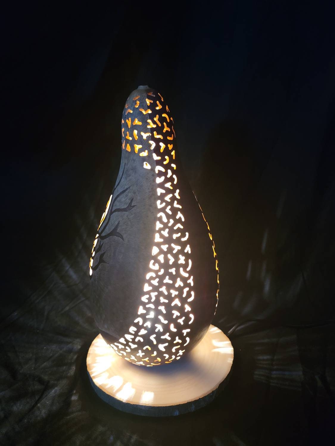 Handcarved Tree Goddess Gourd Lamp - Etsy