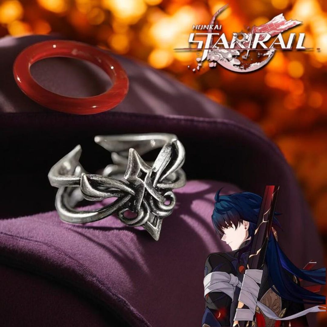 Honkai: Star Rail Cosplay Rings Set Adjustable Red X Silver Blade Jewelry, Destiny's Slave Prop ...