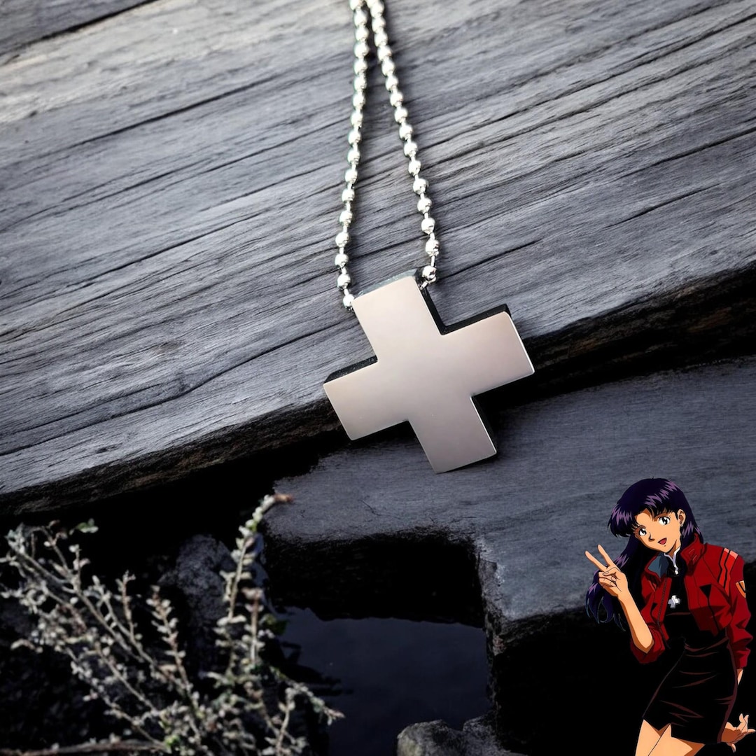 Anime EVA Katsuragi Misato Stainless Steel Cross Chain Pendant Necklace ...