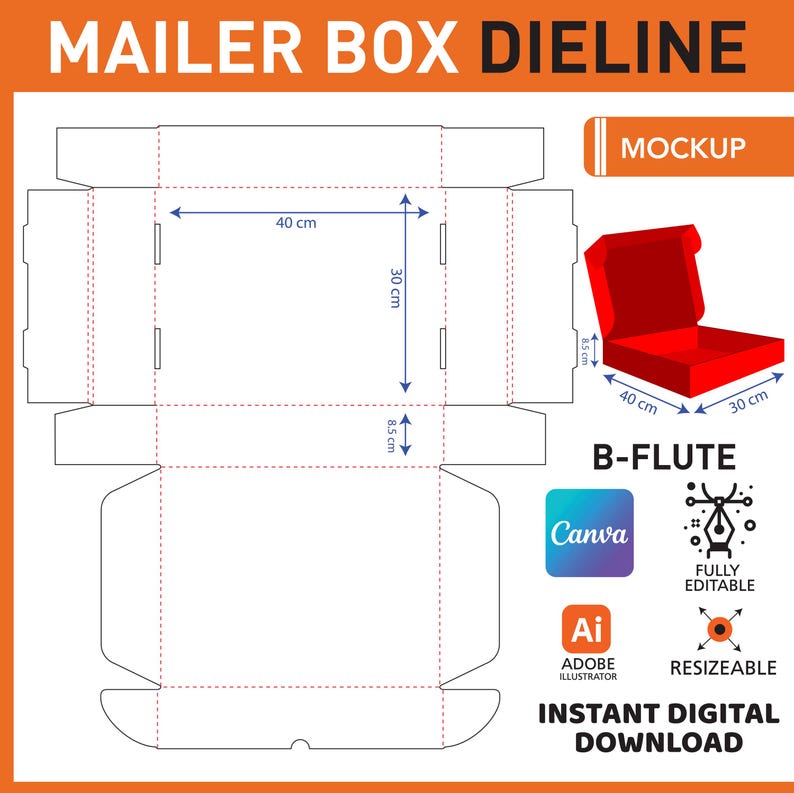 Mailer Box Template SVG | Packaging Layout for Shipping | Printable Box ...