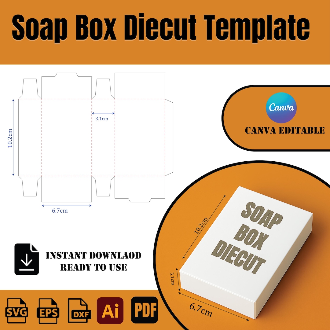 Soap Box Dieline Template | Printable Packaging Svg, Pdf, Ai | DIY Soap ...