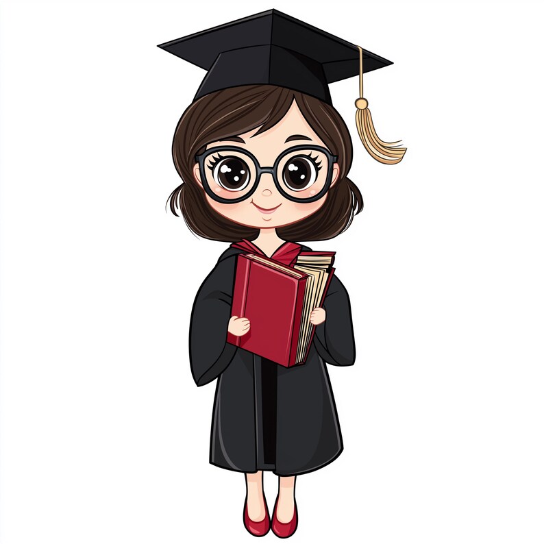 Chibi Graduation Clipart Bundle Class of 2025 PNG Cute Graduate Boy ...