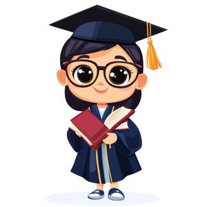 Chibi Graduation Clipart Bundle Class of 2025 PNG Cute Graduate Boy ...