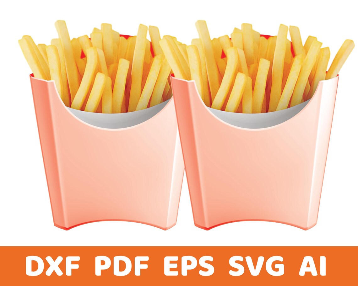 French Fries Box Dieline Template | Snack Packaging Design Cut File SVG ...