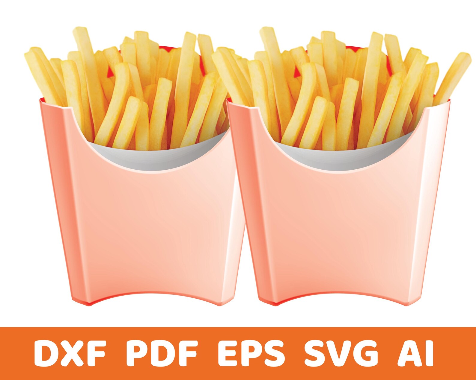 French Fries Box Dieline Template | Snack Packaging Design Cut File SVG ...