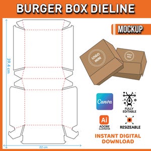 Burger Packaging Template | Custom Burger Box Design SVG | Printable ...