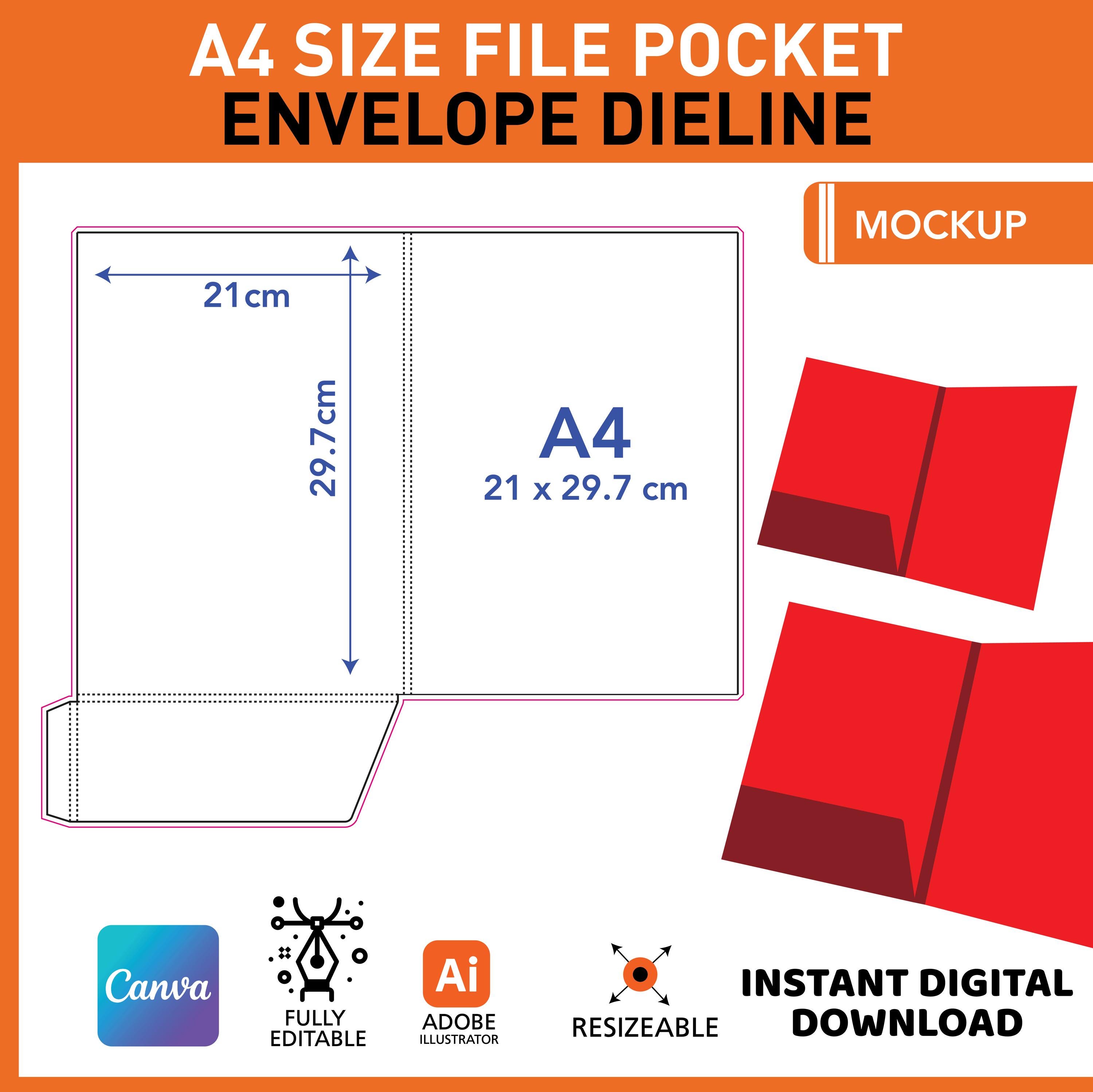 A4 Size Envelope Dieline | Printable Envelope Template | Customizable ...