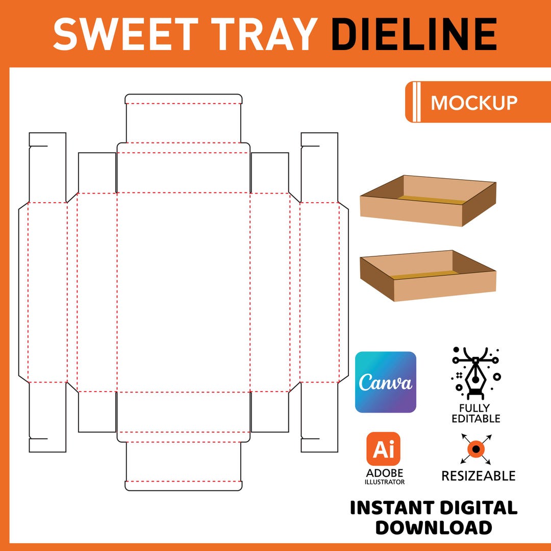 Sweet Food Tray Dieline Template | Packaging Cut File SVG PDF ...
