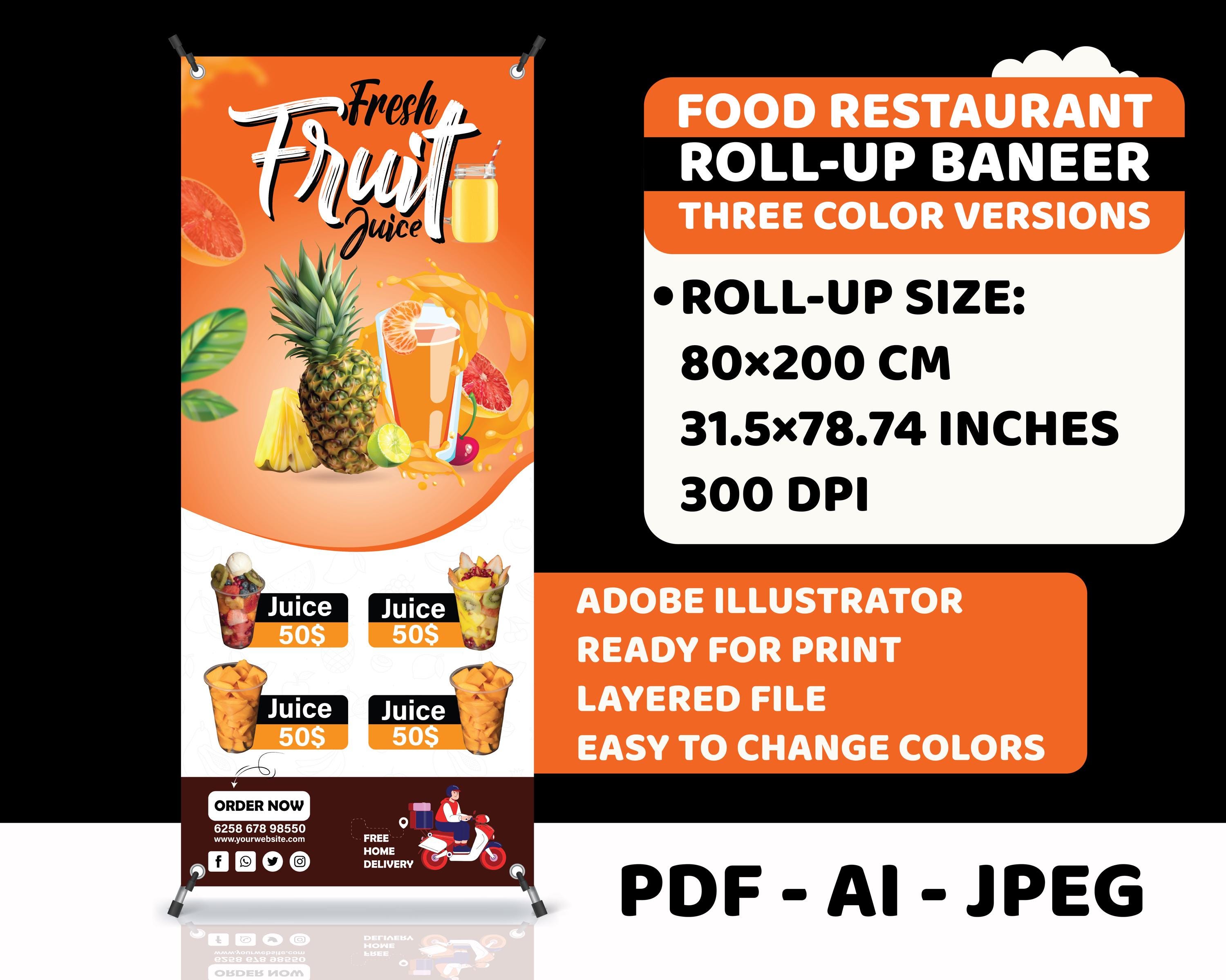 Fresh Juice Bar Roll-up Banner Design | Vibrant Printable Digital File ...