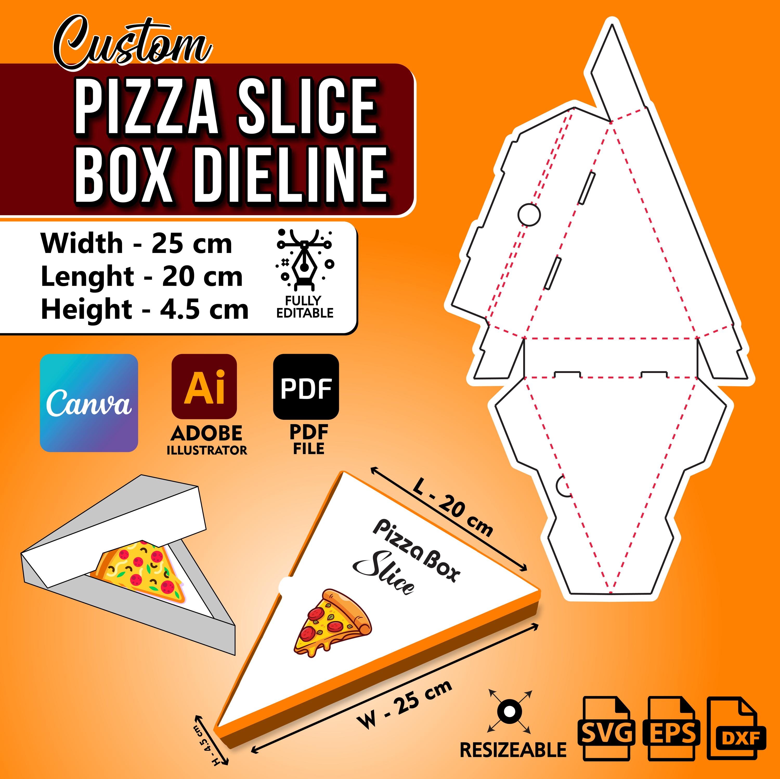 Pizza Slice Box Template | Custom Pizza Box Dieline | Printable Pizza ...