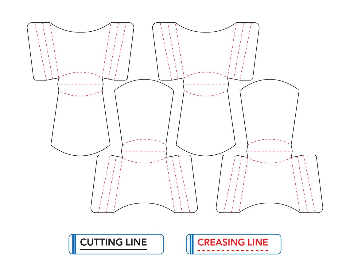 French Fries Box Dieline Template | Snack Packaging Design Cut File SVG ...