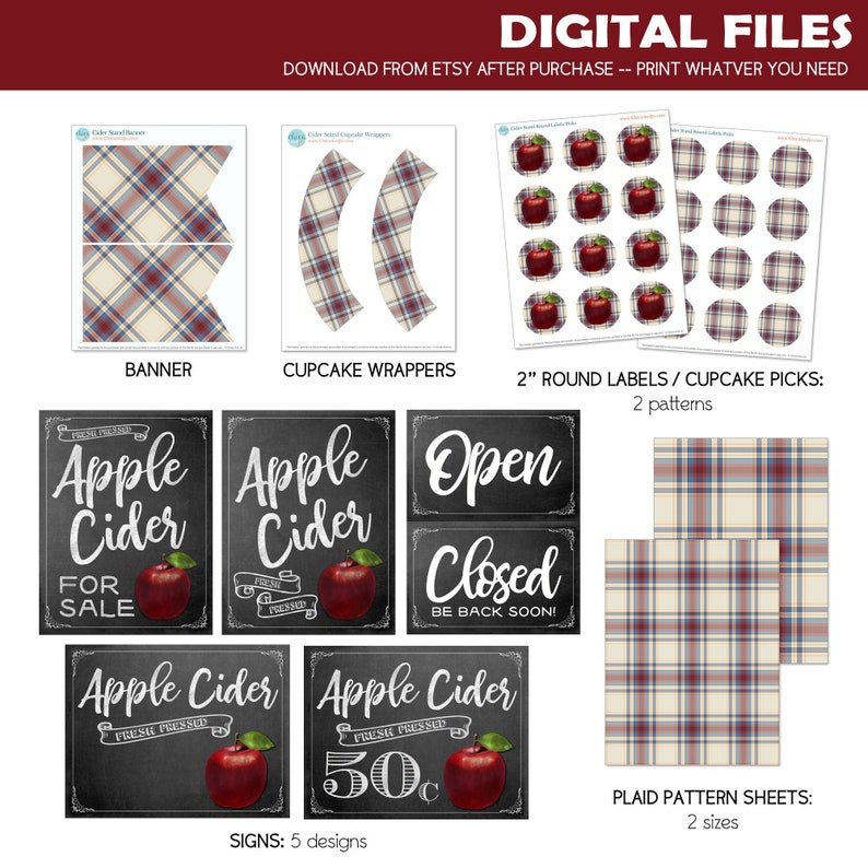 Apple Cider Stand Printables DIGITAL Signs Banner | Etsy
