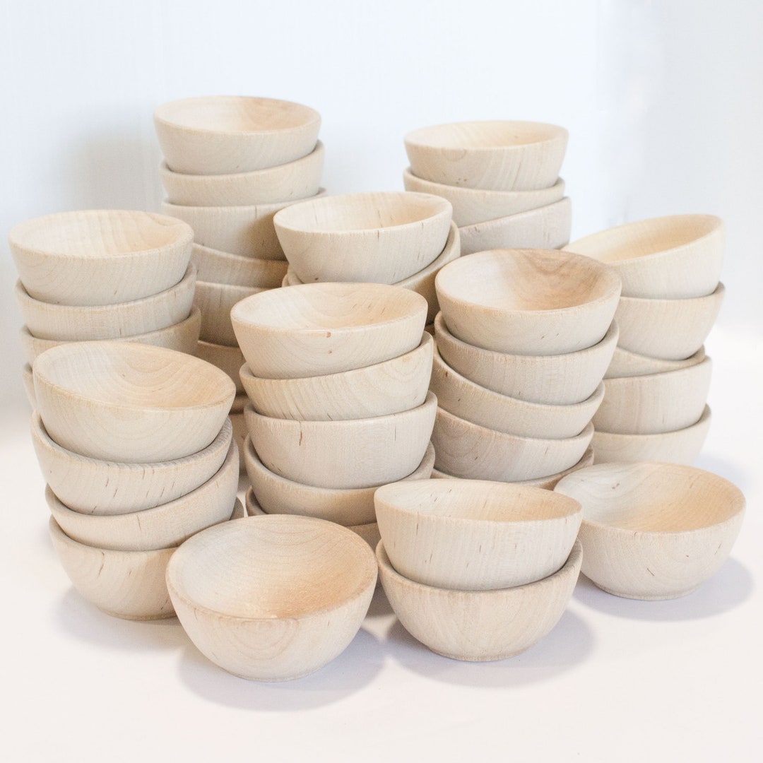 50 Small Wooden Bowls - Round Wood Bowl - Pinch Pot - Pinch Bowl - Ring ...