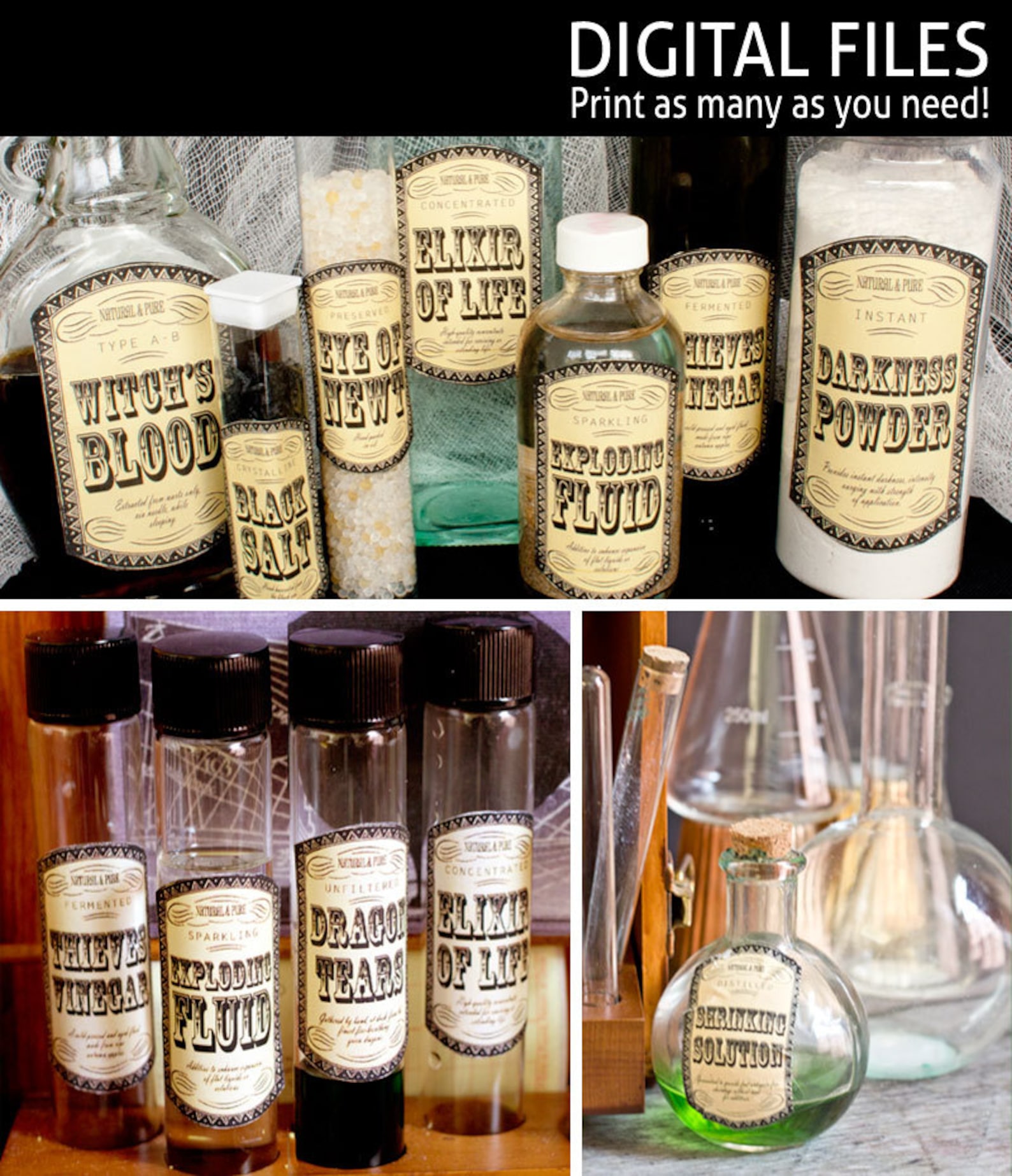 Apothecary Magic Potion Ingredient Labels -- CUSTOMIZABLE Digital ...