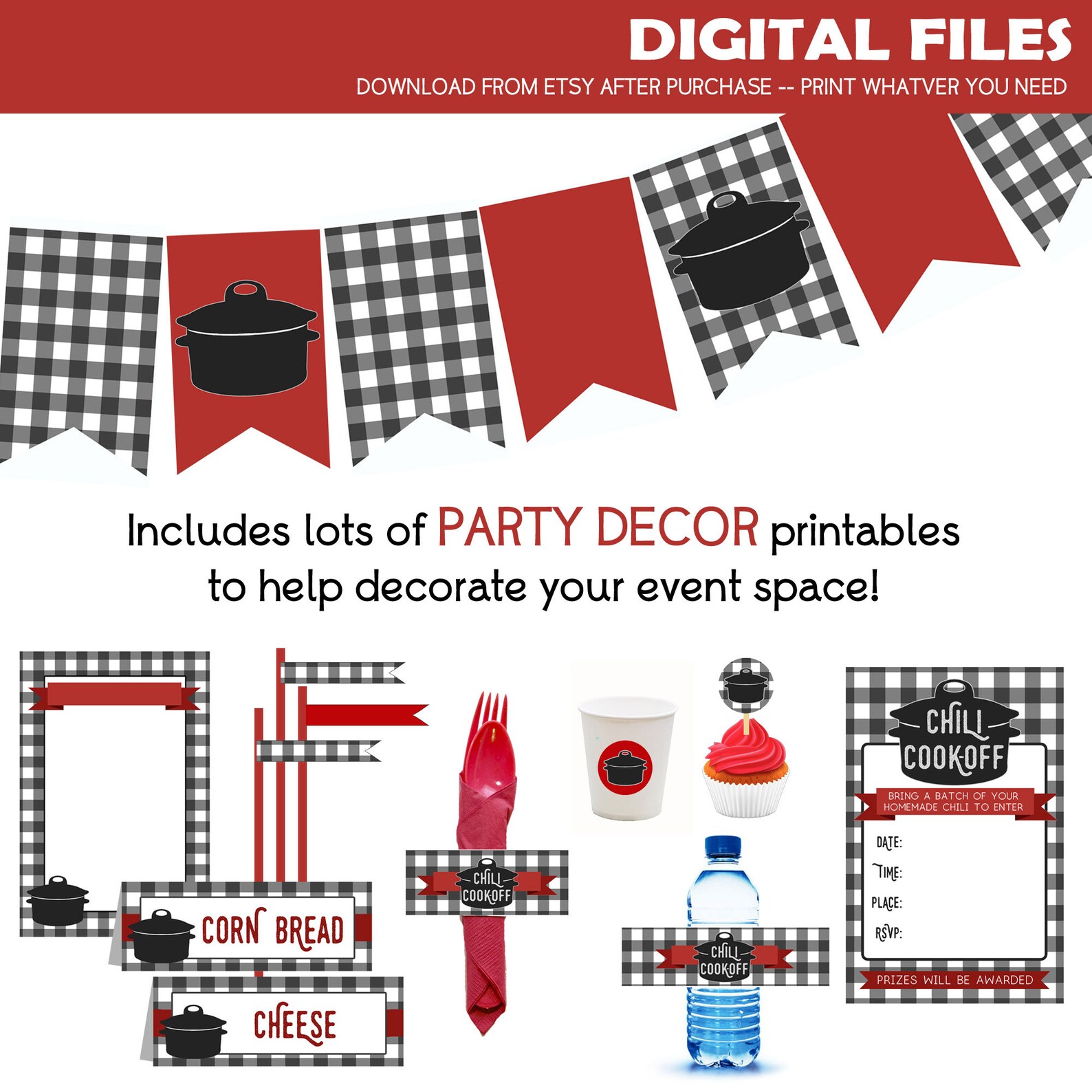 Chili Cook off Party Printables - DIGITAL - Invitation, Voting Ballots ...