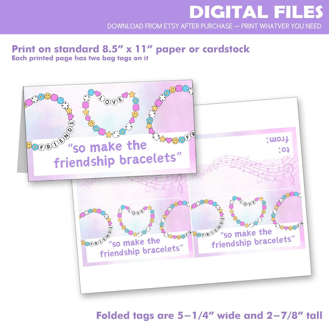 Friendship Bracelet Bag Tags DIGITAL PRINTABLE Make Bracelet Kits for ...