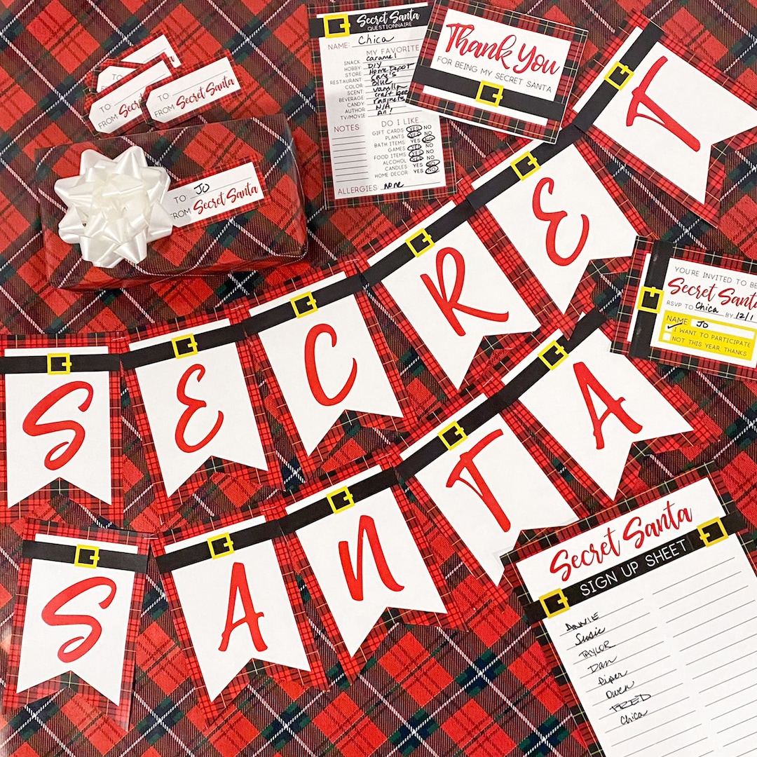 Secret Santa Printables - DIGITAL - Invitation, Sign-up Sheet ...
