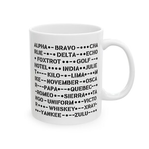 Military Phonetic Alphabet Mug - Alpha Bravo Charlie - Morse Code ...