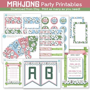 Mahjong Party Printables - Instant Digital Download With Editable Canva ...