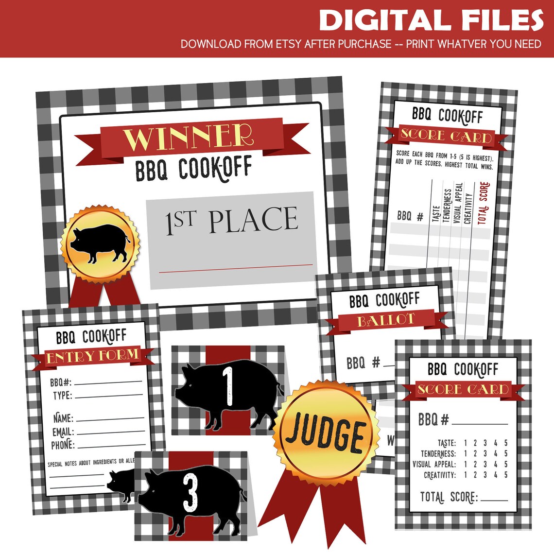BBQ Cook off Competition Printables - DIGITAL - Invitation, Voting ...