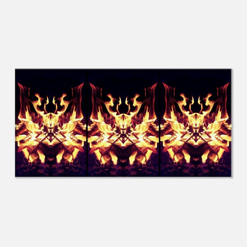 Three Flame Demons on Wall Hanging Canvas Unique & Modern Home Decor ...